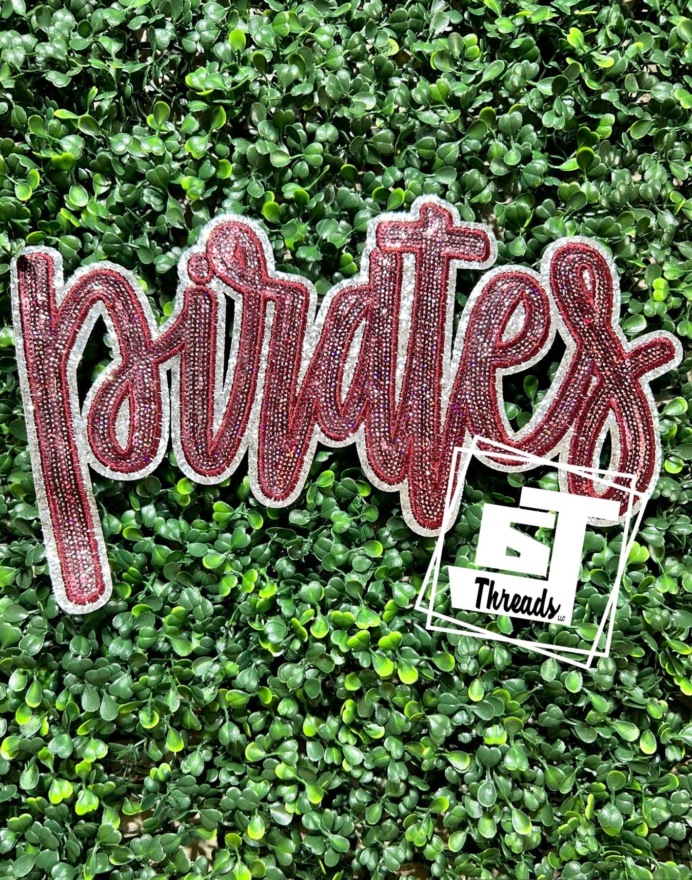 Maroon Cursive Sequin Pirates....Patches Only – 6J Threads LLC