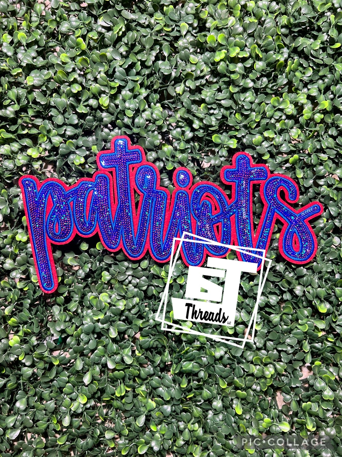 Red and Blue Cursive Patriots....Patches Only – 6J Threads LLC