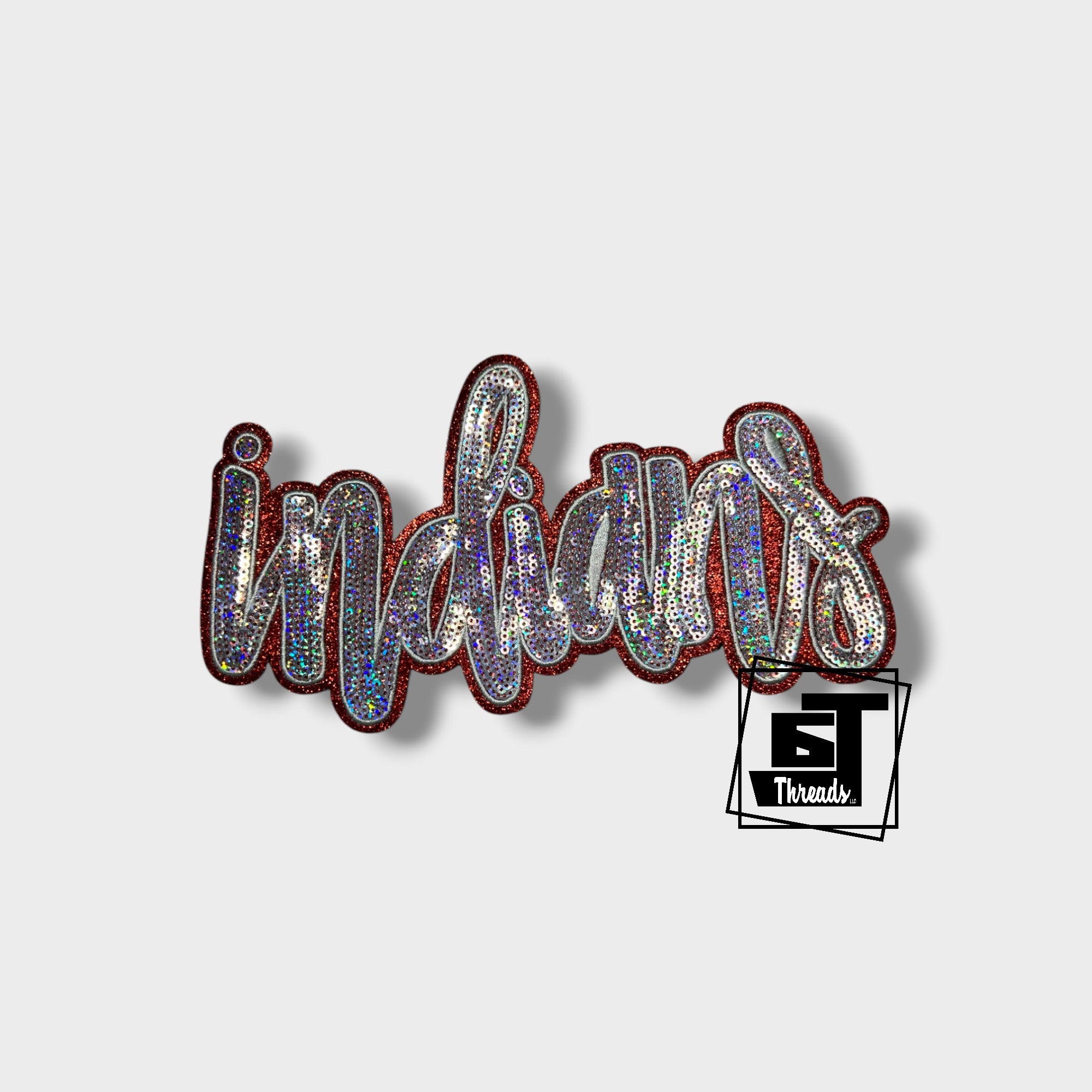 YOUTH Light Blue and Red Cursive Sequin Indians....Patches Only – 6J ...