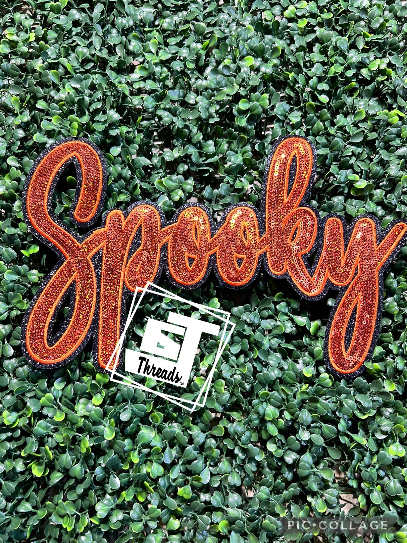 Orange Cursive Sequin Spooky....Patches Only – 6J Threads LLC